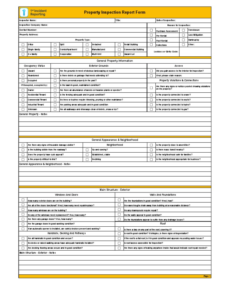 Property Inspection Report Form | PDF | Basement | Civil Engineering