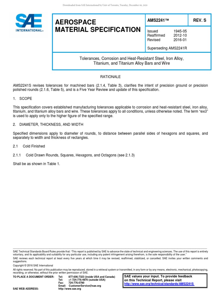 Aerospace Material Specification | PDF | Engineering Tolerance | Length