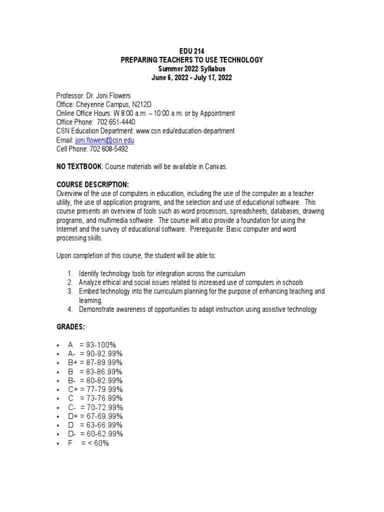 Edu 214 Syllabus | PDF | Academic Integrity | Lecture