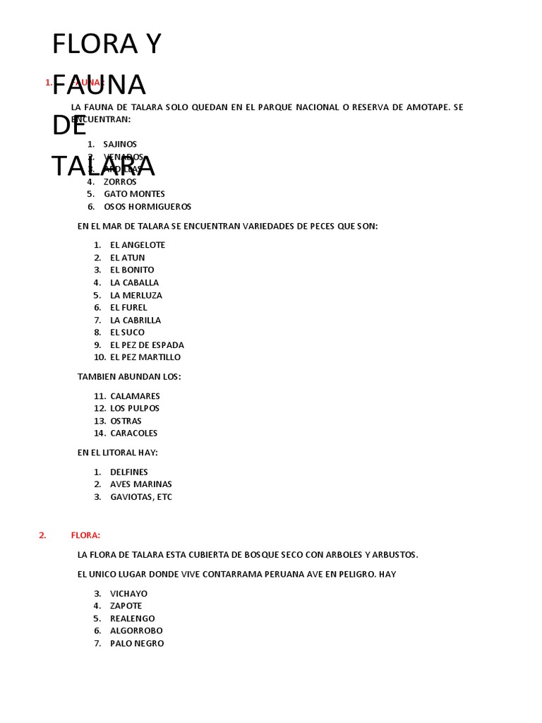 Fauna y Flora de Talra | PDF