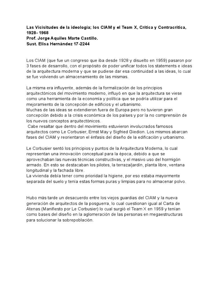 Vicisitudes de La Ideología CIAM TEAM-X Eh172244 | PDF