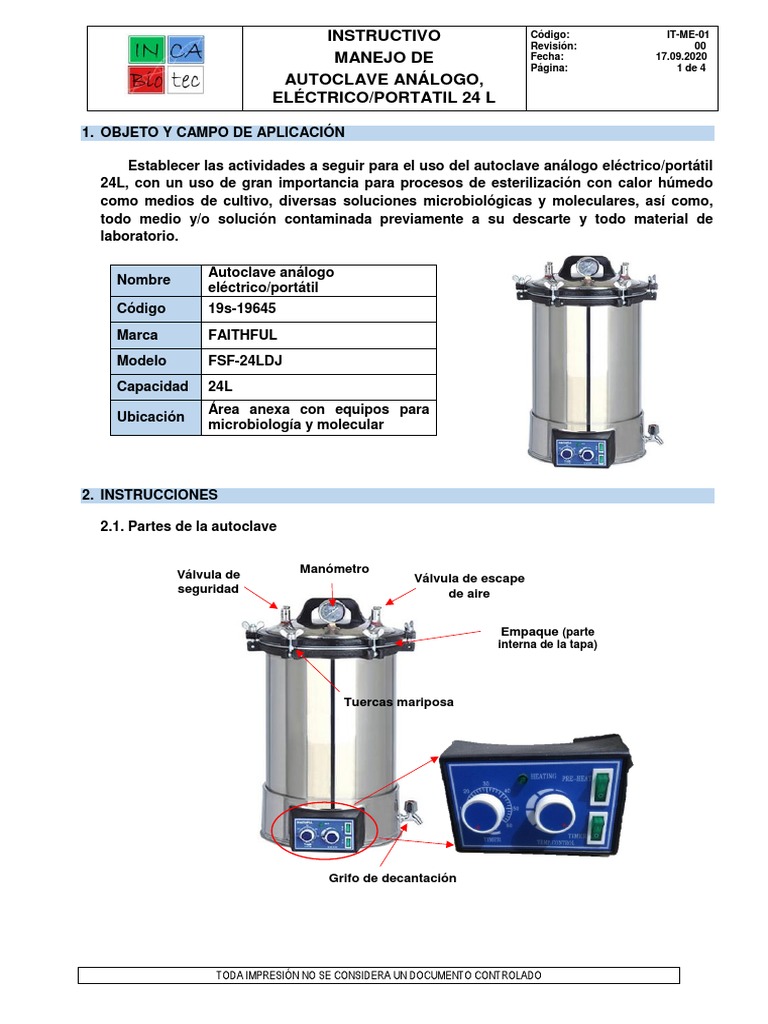 Manual de Autoclave Eléctrica | PDF | Bienes manufacturados