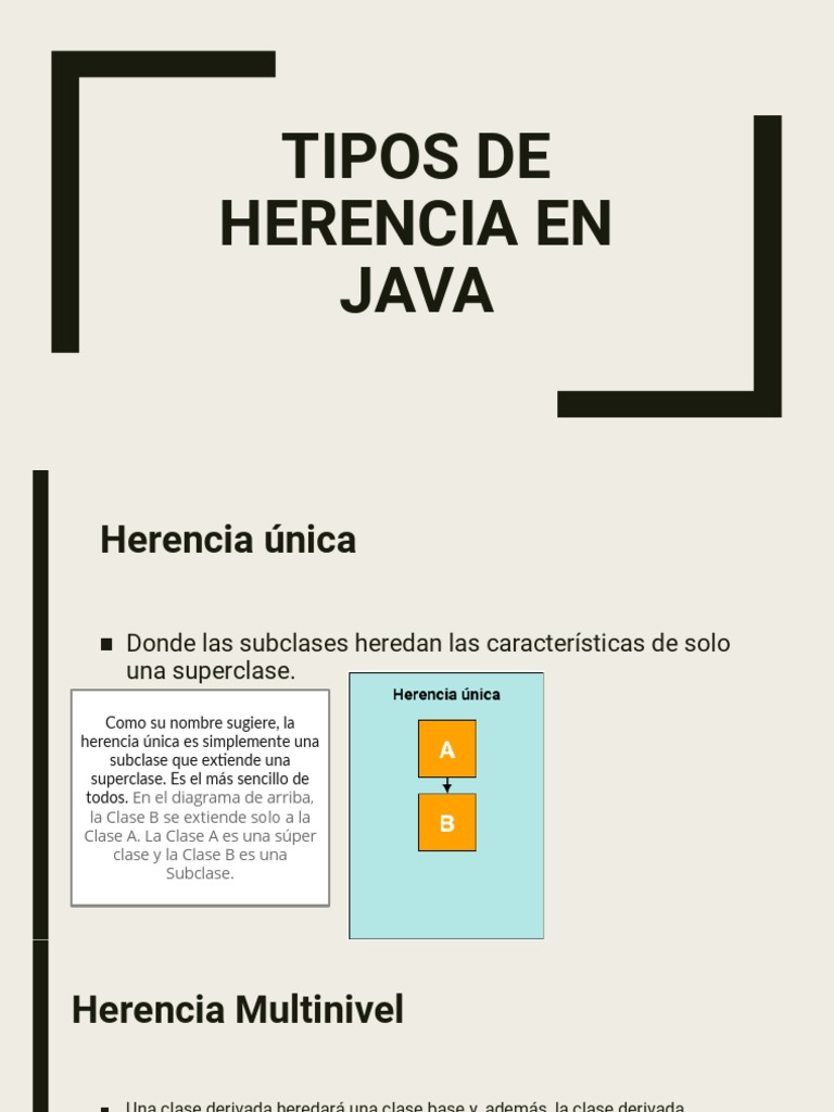 Tipos de Herencia en Java para Que Estudie Mi Bebe | PDF Tipos de Herencia en Java para Que Estudie Mi Bebe | PDF