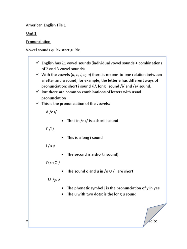 Pronunciation Vowel Sounds U1 | PDF | Foreign Language Studies | Art