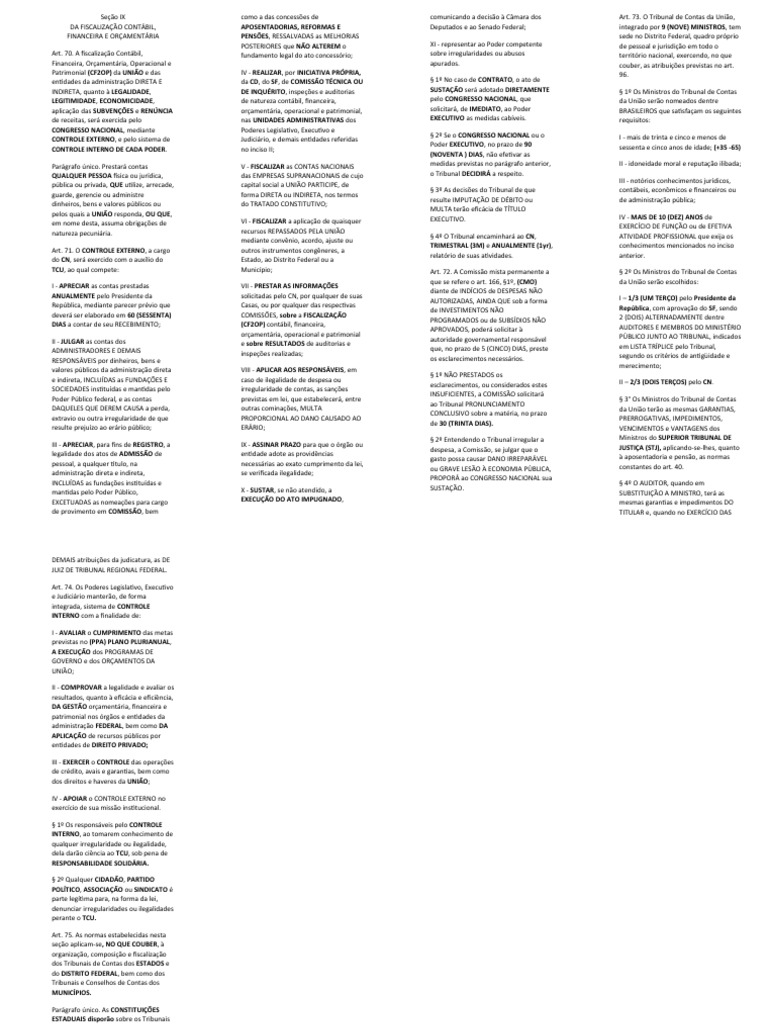 CF.88 - Arts 70 A 75 para Impressão Livreto | PDF | Governança ...