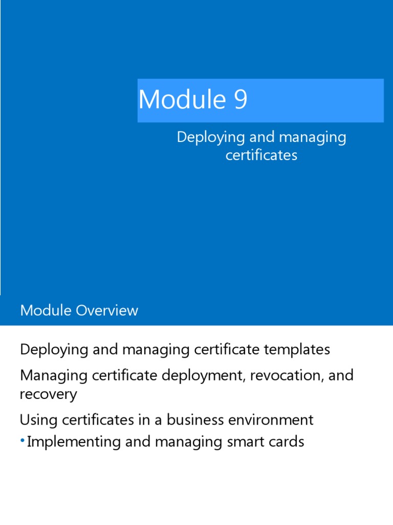 Deploying and Managing Certificates | PDF | Public Key Certificate ...