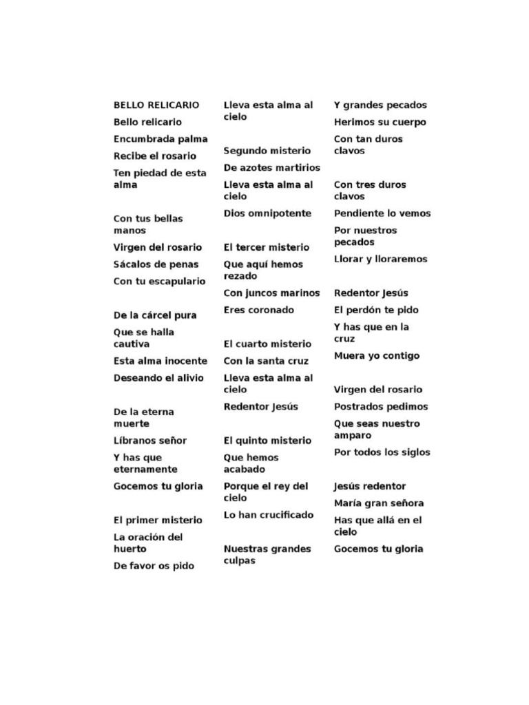 Bello Relicario Canto | PDF