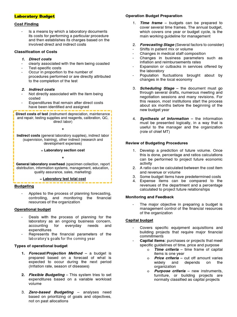 7 - Laboratory Budget | PDF | Budget | Forecasting