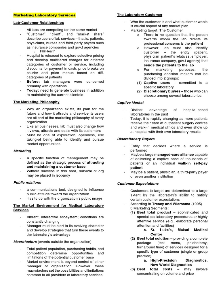 8 - Marketing Laboratory Services | PDF | Marketing | Patient