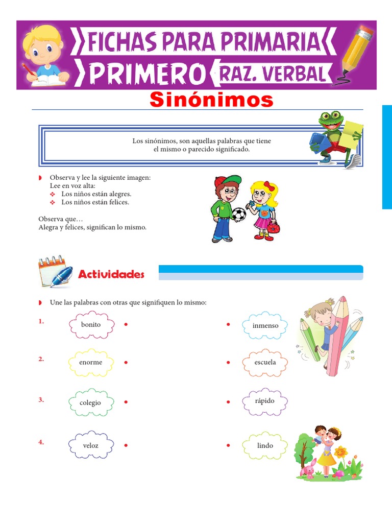 Qué Son Los Sinónimos para Primero de Primaria | PDF