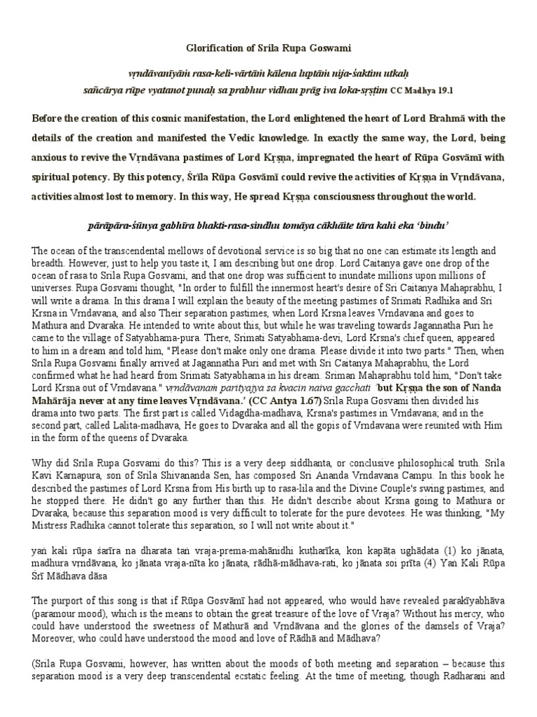 Rupa Goswami Glorification | PDF | Krishna | Hinduism