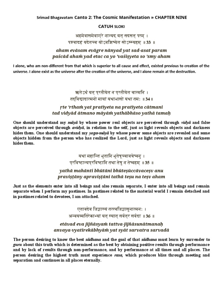 Srimad Bhagavatam Canto 2 Chapter 9 CATUH SLOKI | PDF | Bhagavata ...