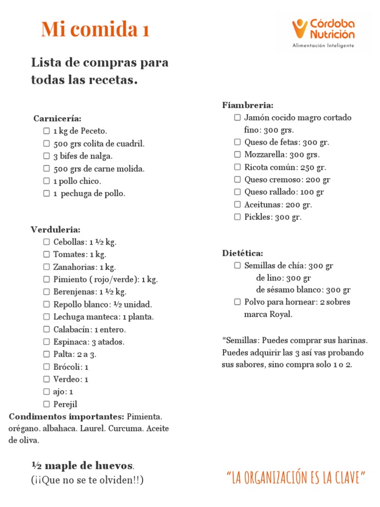 Lista-De-Compras Diet | PDF | Alimentos | Preparación de comida y bebida