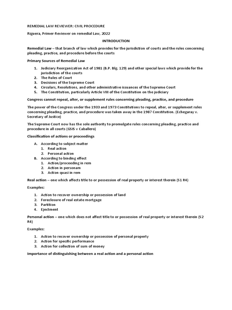 Remedial Law Reviewer | PDF