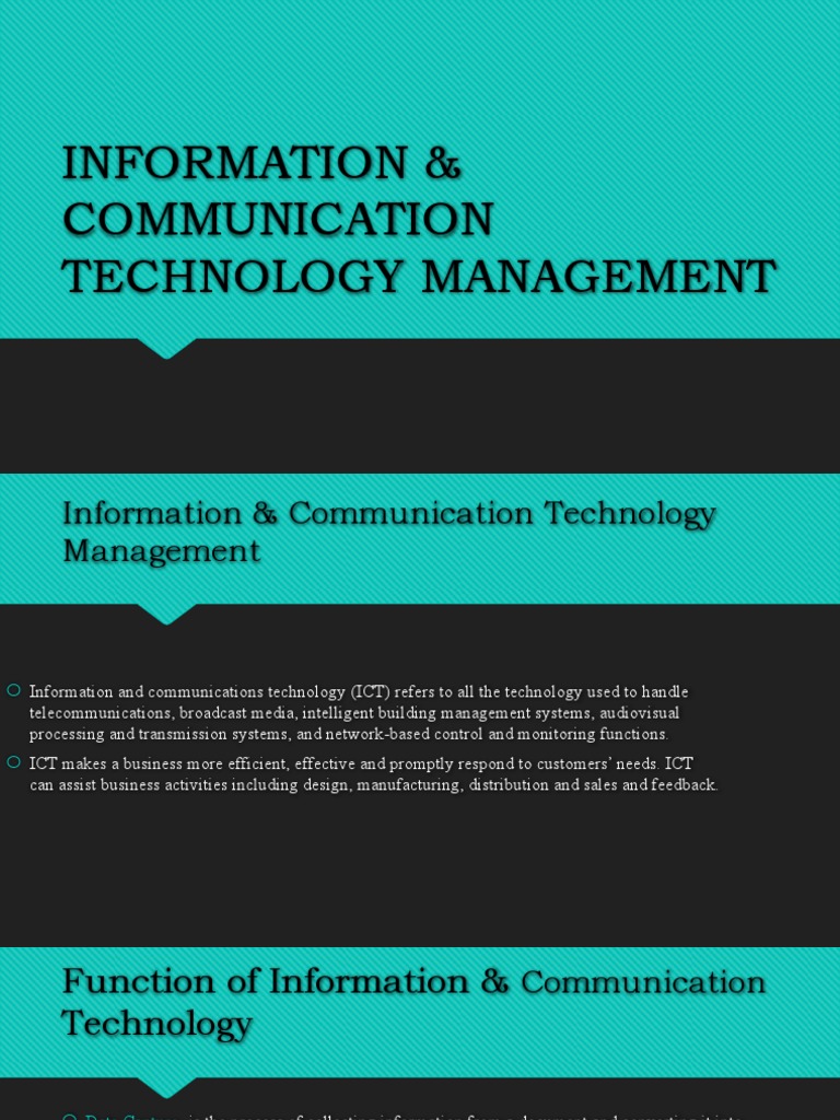 Information Communication Technology Management | PDF