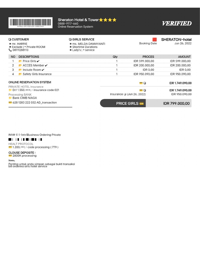 Invoice-SHERATON-hotel | PDF