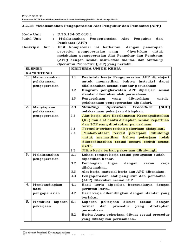 Penjelasan KUK Dalsut PJU | PDF