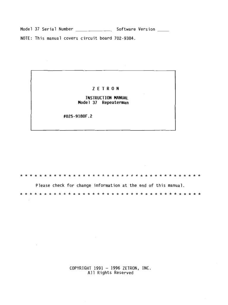 Zetron 37 Manual 1 | PDF