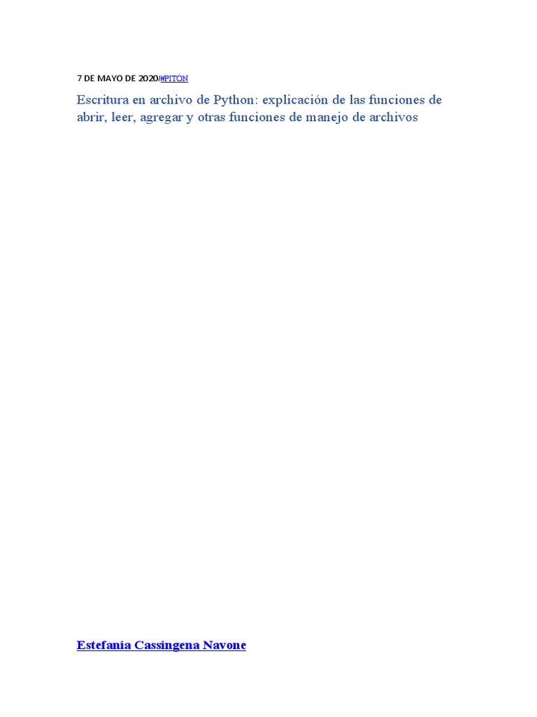 Escritura en Archivo de Python Explicación de Las Funciones de Abrir ... Escritura en Archivo de Python Explicación de Las Funciones de Abrir ...