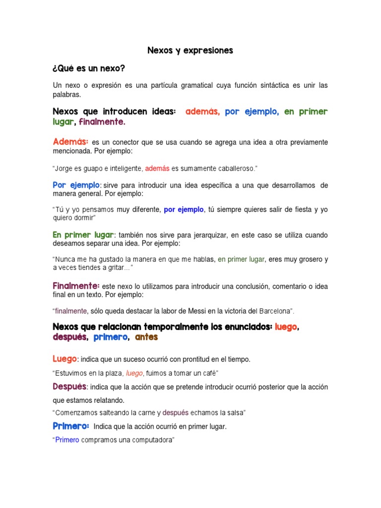 Nexos Y Expresiones Terceros Español 071106 Pdf