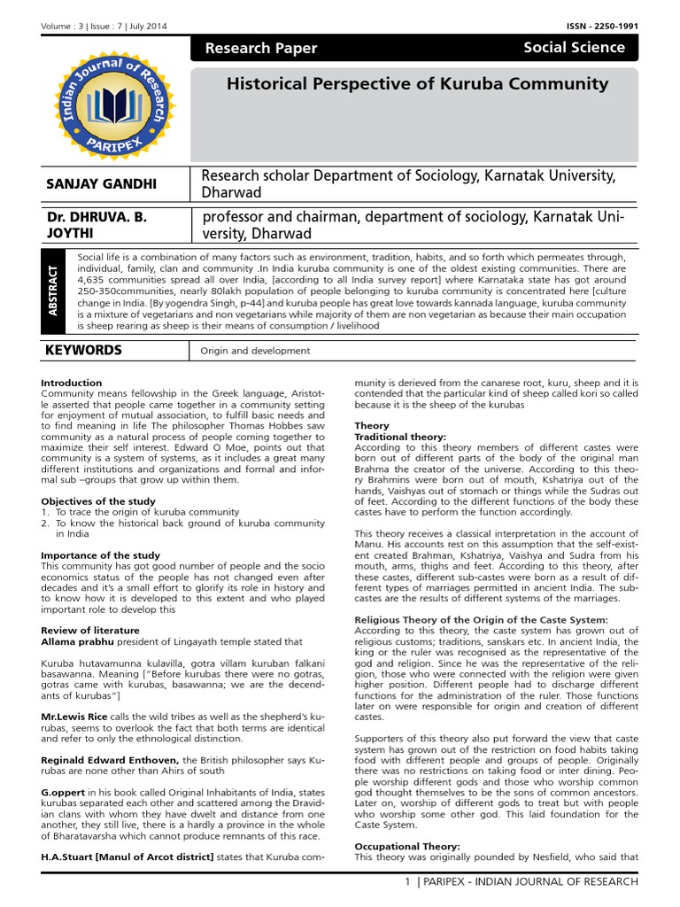 Historical Perspective of Kuruba Community | PDF