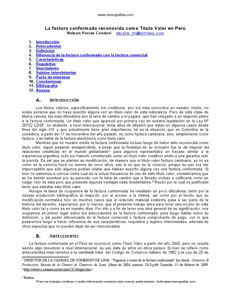 Factura Conformada Titulo Valor Peru | PDF | Factura | Pagaré