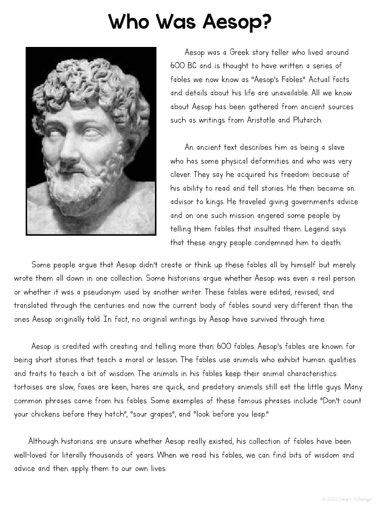 Who Was Aesop?: © 2020 Simply Schoolgirl | PDF | Aesop | Fable