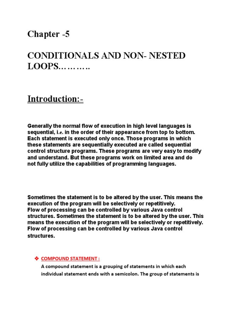 Chapter 5 Conditionals And Non Nested Loops Introduction Pdf 6061