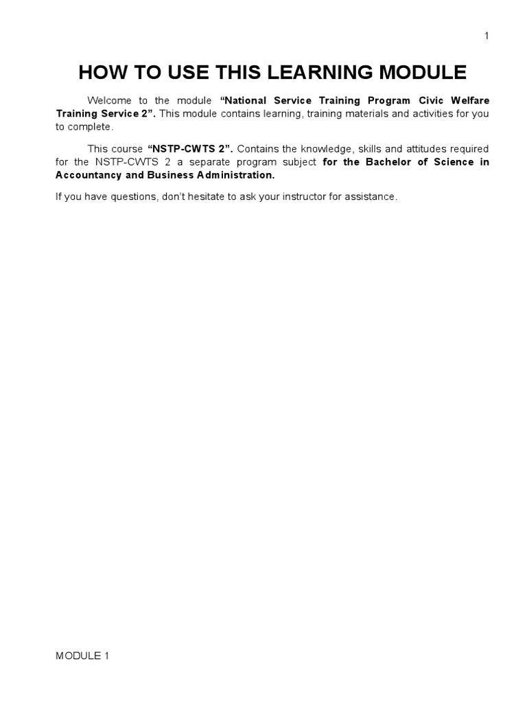 Nstp Cwts 2 Course Overview And Guidelines Pdf Community Cadet