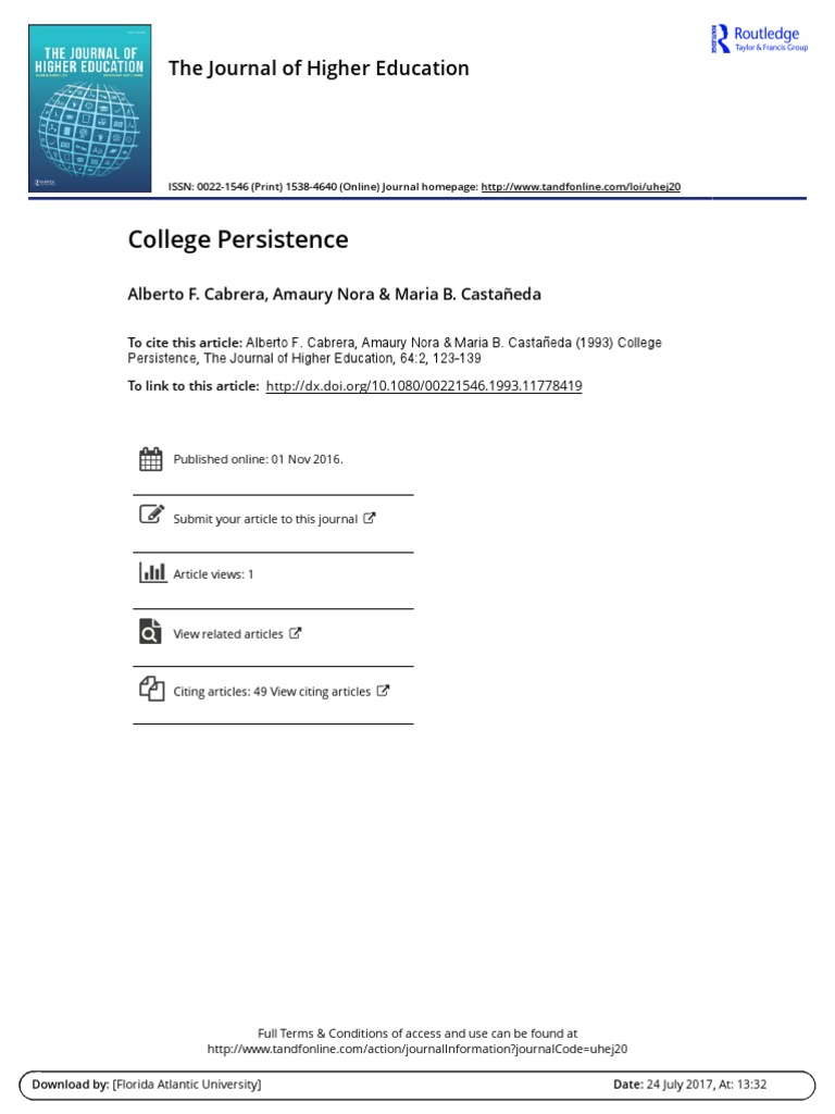College Persistence | PDF | Survey Methodology | Chi Squared Distribution