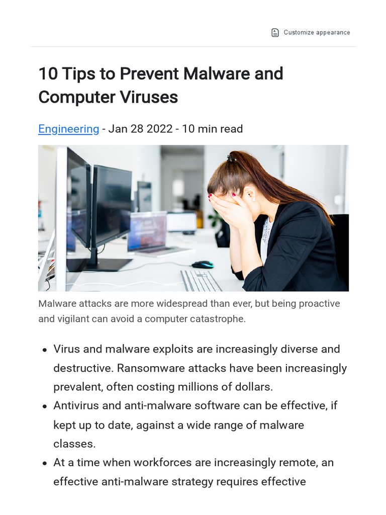 10 Tips To Prevent Malware and Computer Viruses - Reader Mode | PDF ...