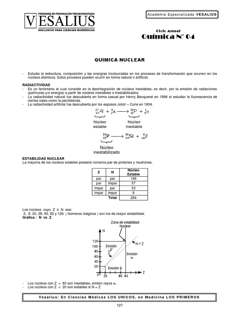 Quimica Nuclear | PDF | Desintegración radioactiva | Núcleo atómico