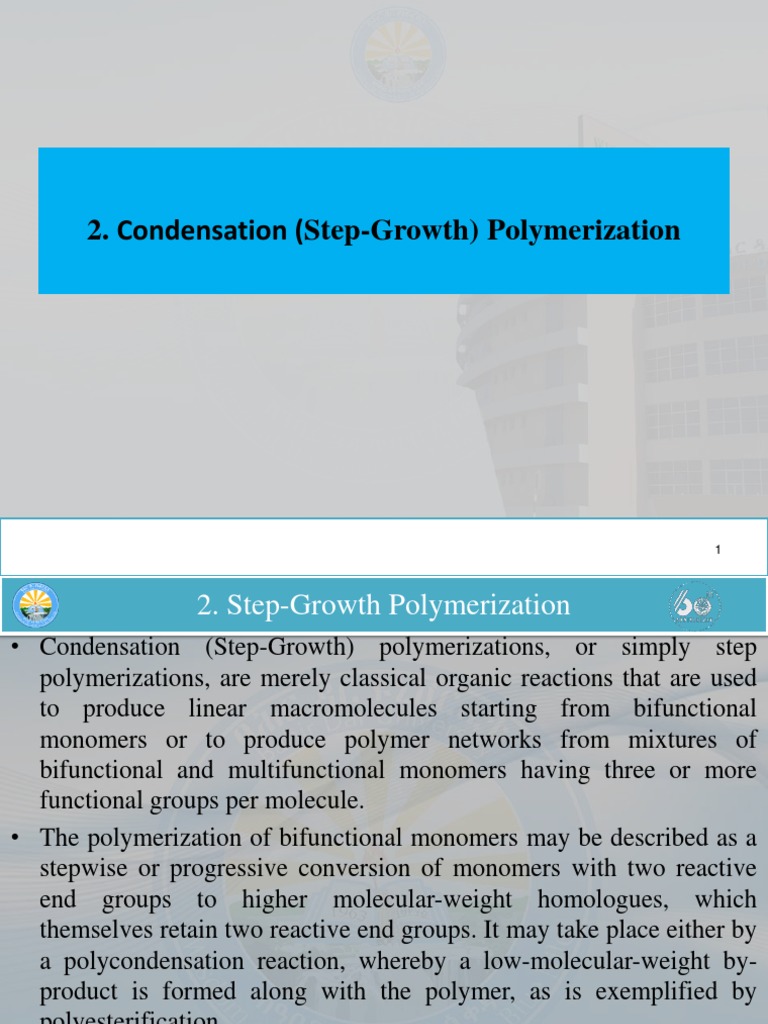 Step Growth Polymerization | PDF | Polymerization | Epoxy