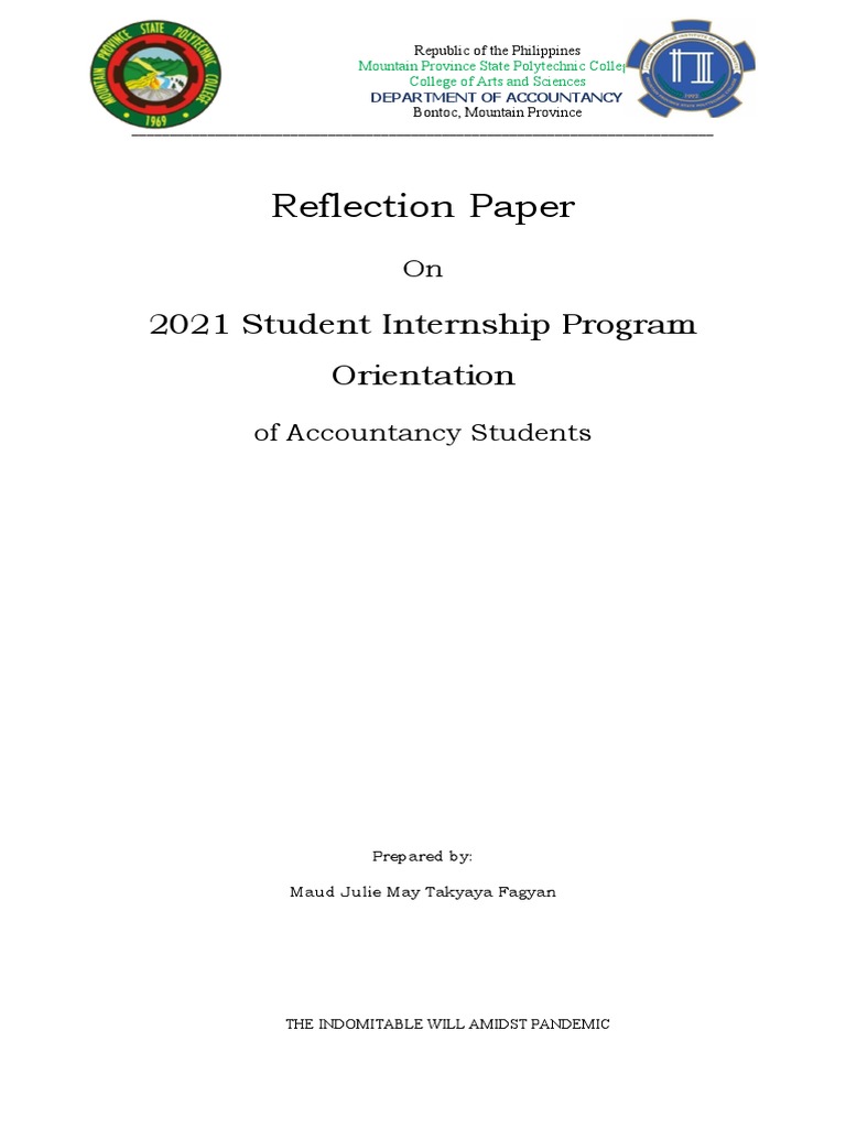 Reflection Paper: 2021 Student Internship Program Orientation | PDF