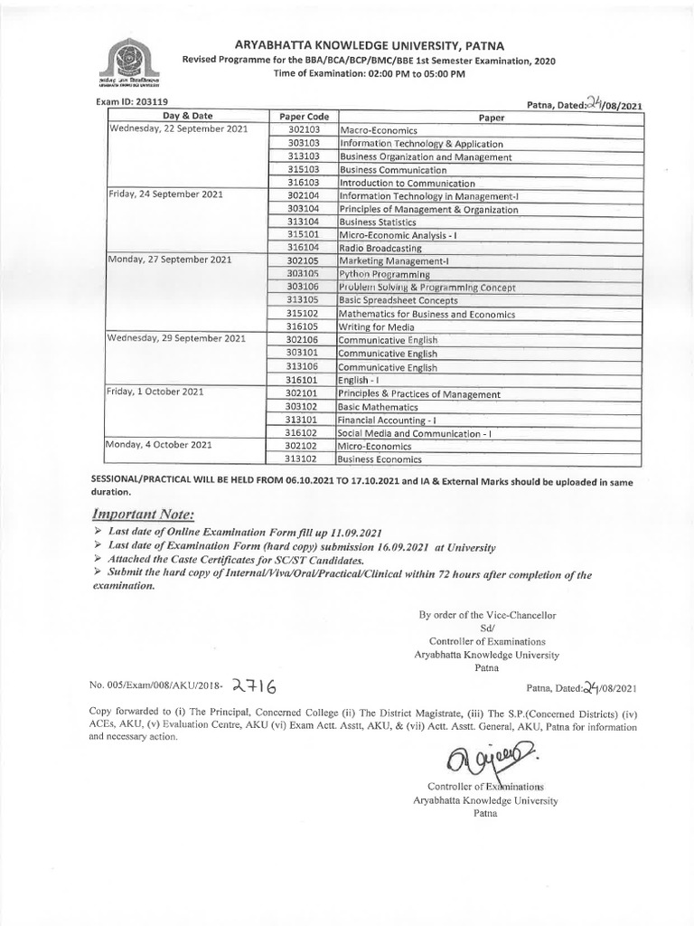 203119-BBA BCA BCP BMC BBE1stSemExam2020 | PDF