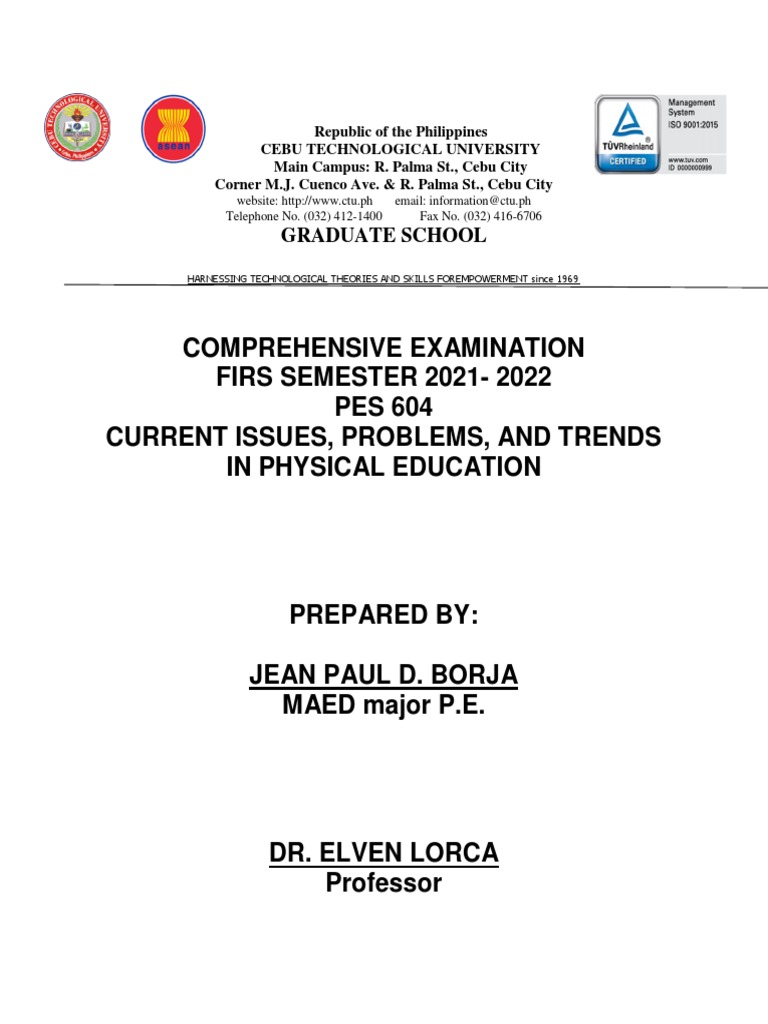 Pes 604 - Current Issues, Problems and Trends in Pe | PDF | Physical ...