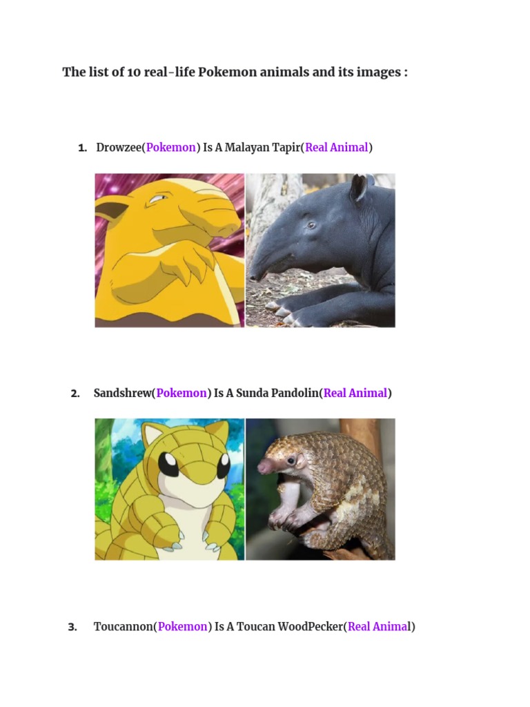 Real-Life Animals That Inspired Pokemon | PDF
