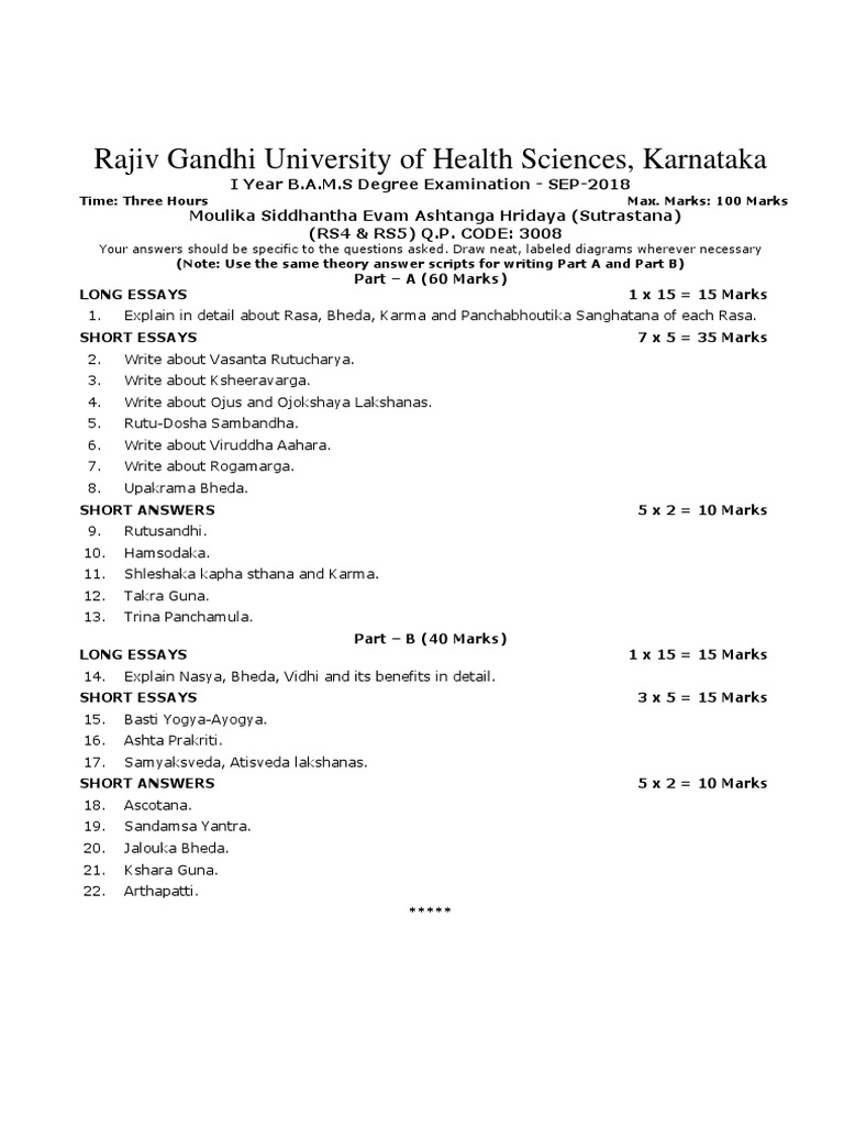 Rajiv Gandhi University of Health Sciences, Karnataka | PDF | Anatomy ...