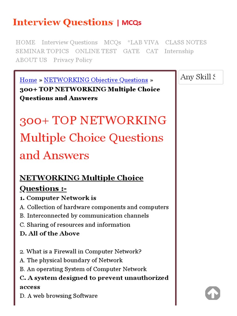 TOP NETWORKING Multiple Choice Questions and Answers | PDF | Routing ...