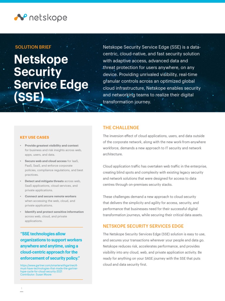 Netskope Security Service Edge (SSE) : Solution Brief | PDF | Cloud Computing | Software As A ...