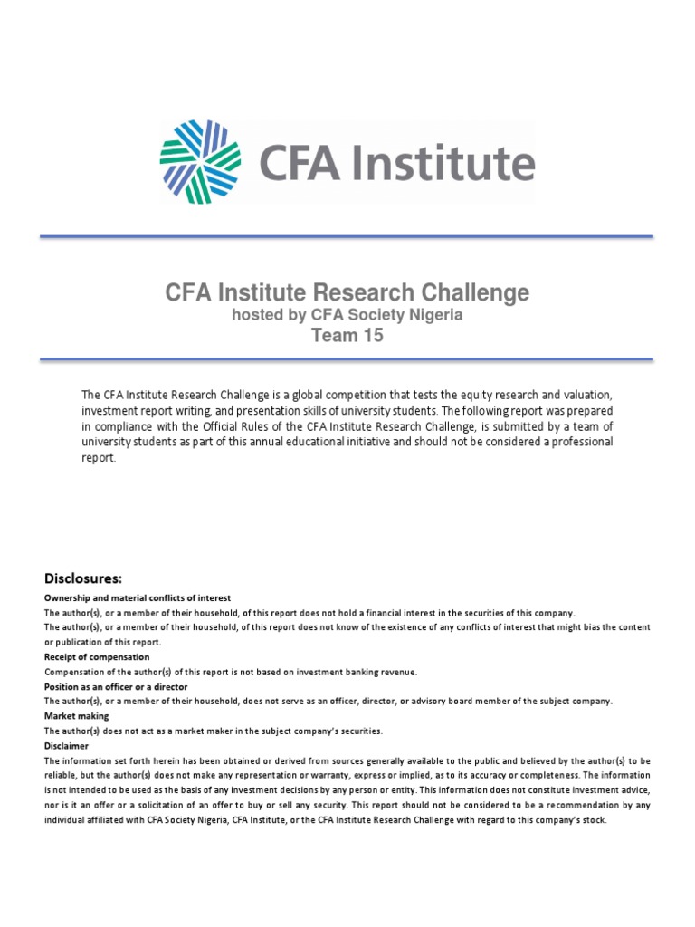 Team 15 CFA Equity Research (MTN N) | PDF | Valuation (Finance) | Economies