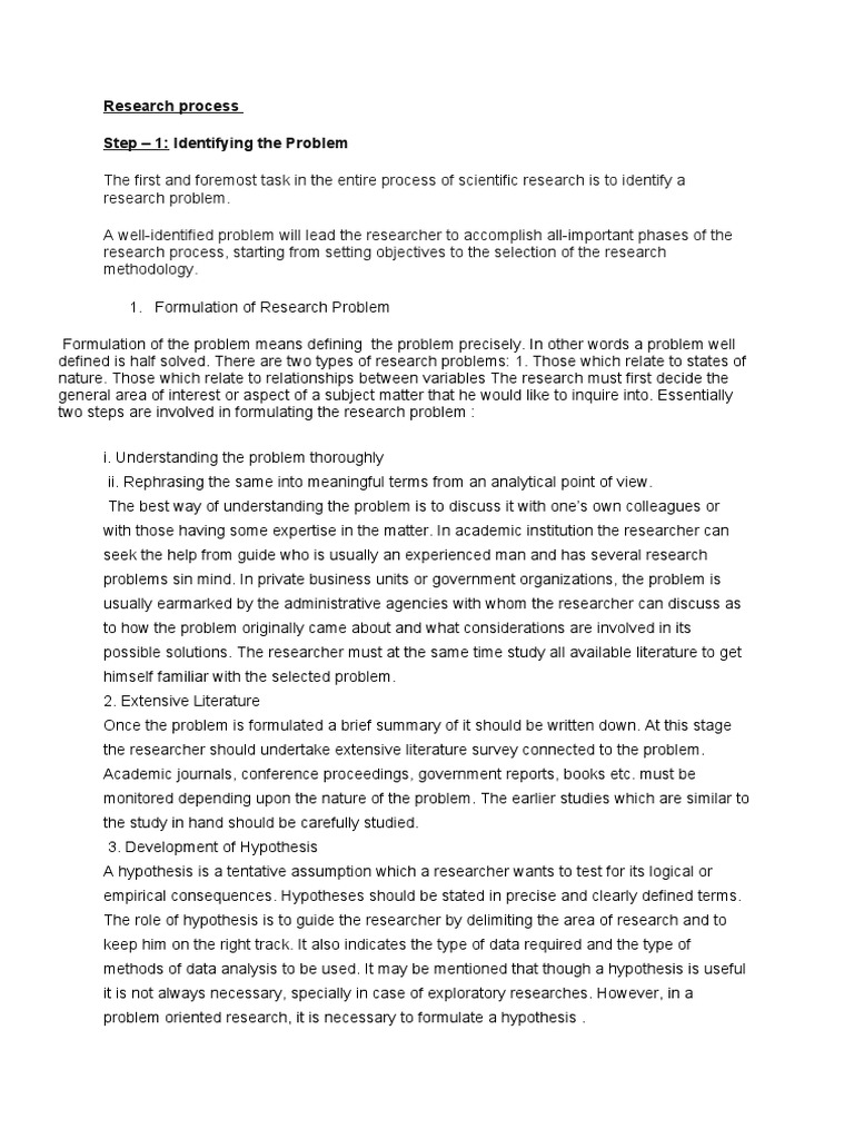 Research Process Step - 1: Identifying The Problem | PDF | Sampling ...