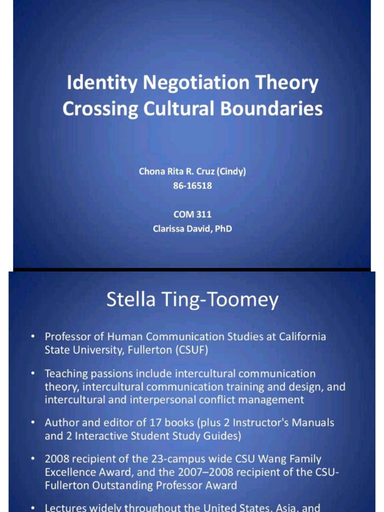 Identity Negotiation Theory | PDF