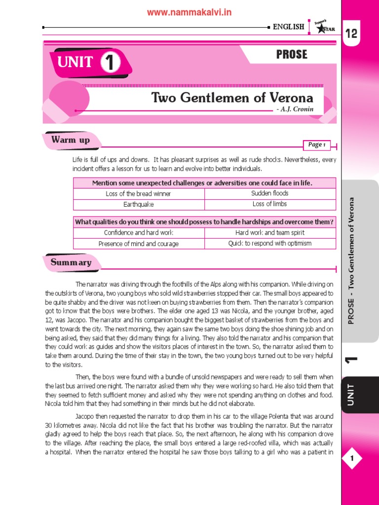 12th English Unit 1 Full Guide Star English Guide | PDF | Courage