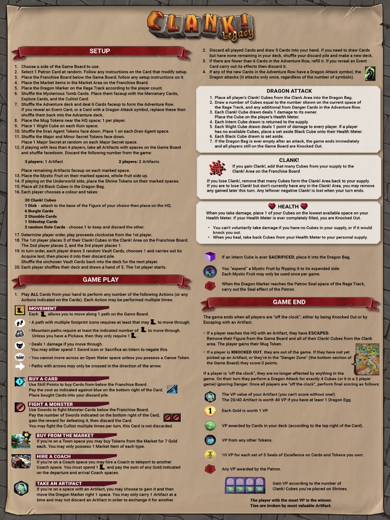 ACTION ANDY - CLANK LEGACY Complete Compact Rules V2 | PDF