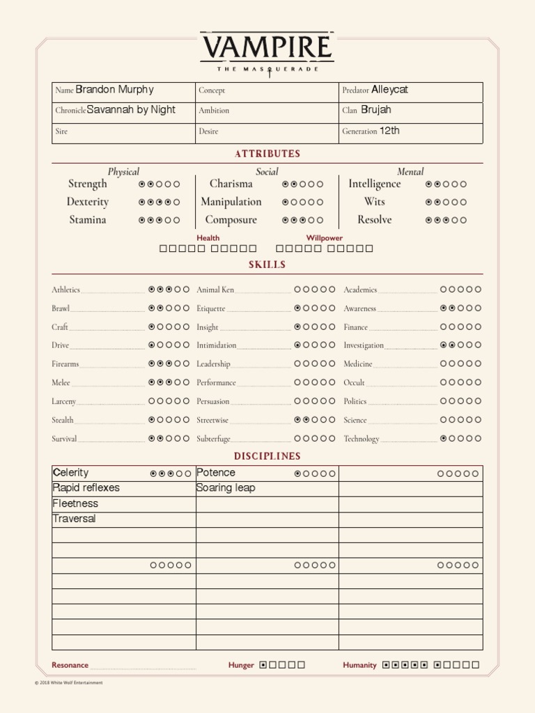 Strength Charisma Intelligence Dexterity Manipulation Wits Stamina ...