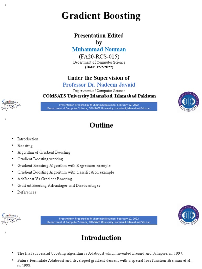 Gradient Boosting: Presentation Edited by | PDF | Statistical ...