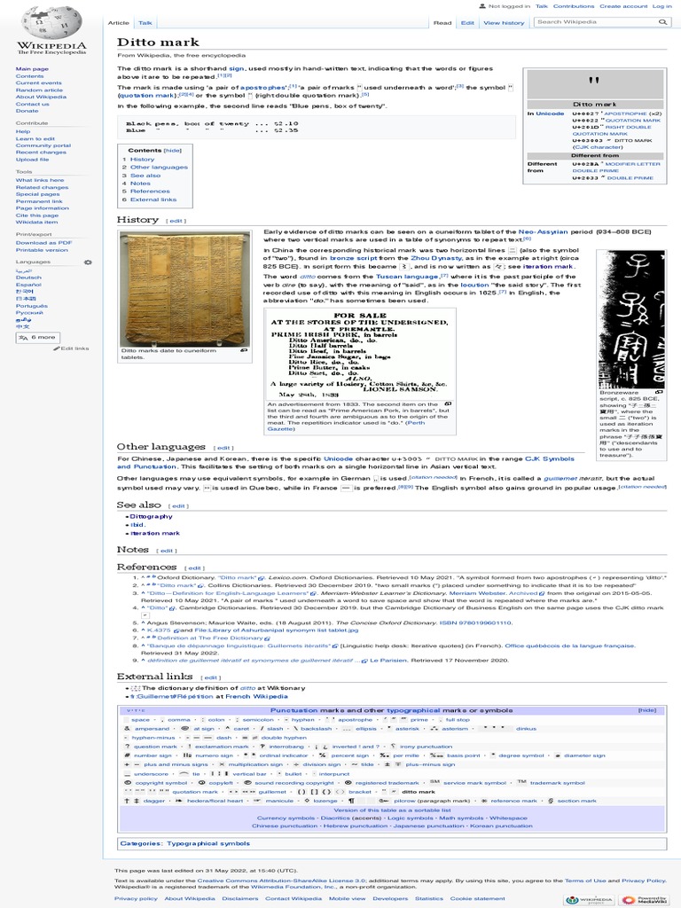 Ditto Mark | PDF | Quotation Mark | Typographical Symbols