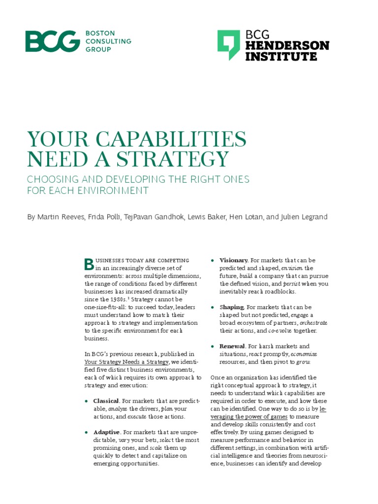 BCG - Your Capabilities Need A Strategy - Mar 2019 | PDF | Cloud ...