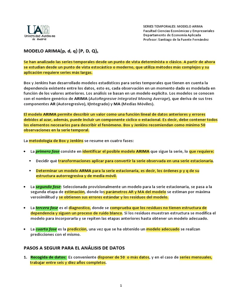 Modelos ARIMA Estacionales SARIMA | PDF | Media móvil integrada autorregresiva | Modelo ...
